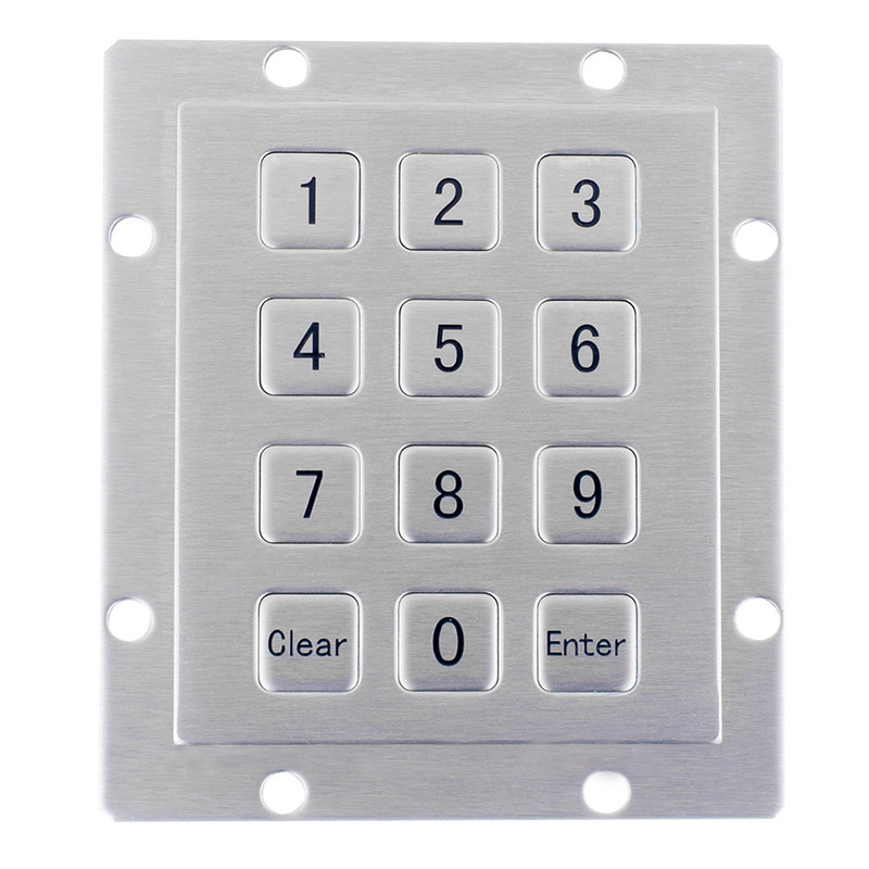 hole mounting numeric industrial metal keypad with 12 keys for kiosk ...