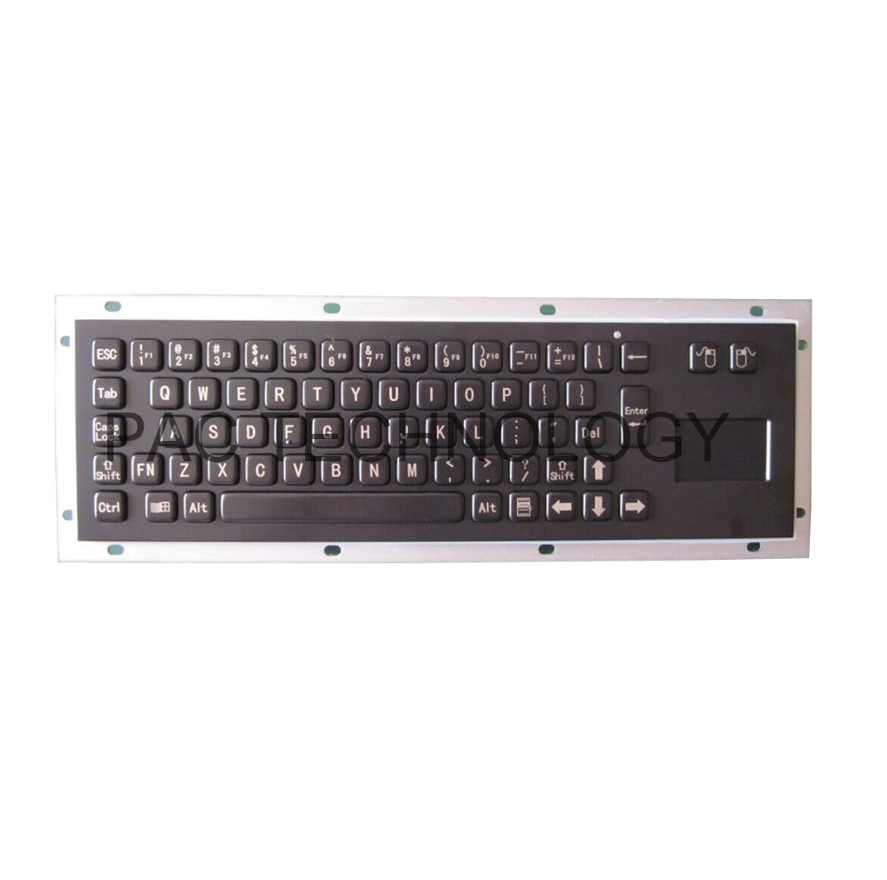 Black IP65 panel mount industrial keyboard by stainless steel for kiosk