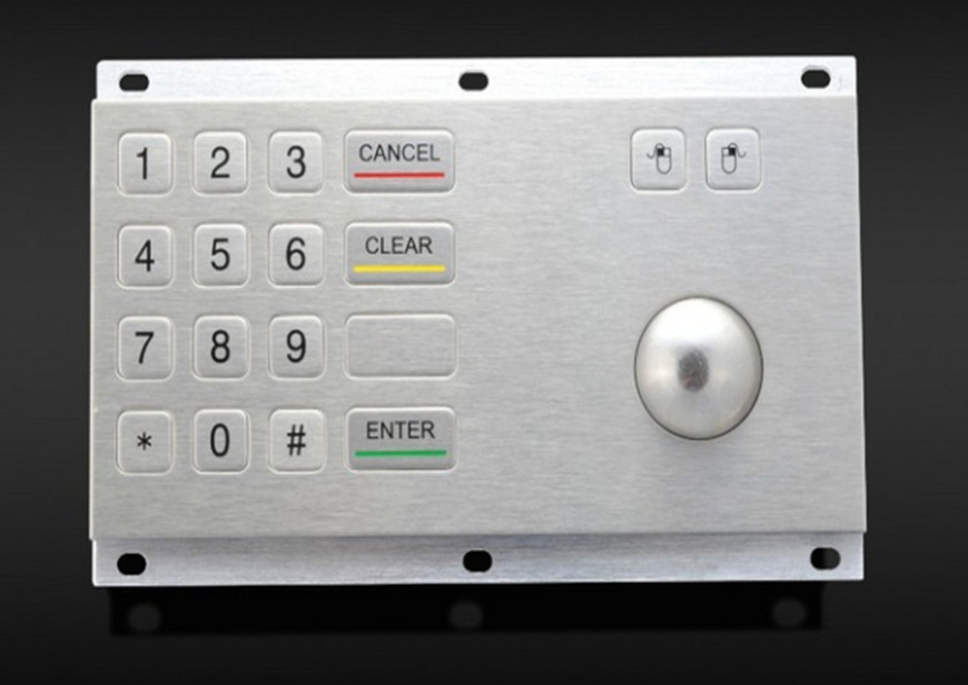 Kiosk vending machine keypad with stainless steel trackball, with short ...