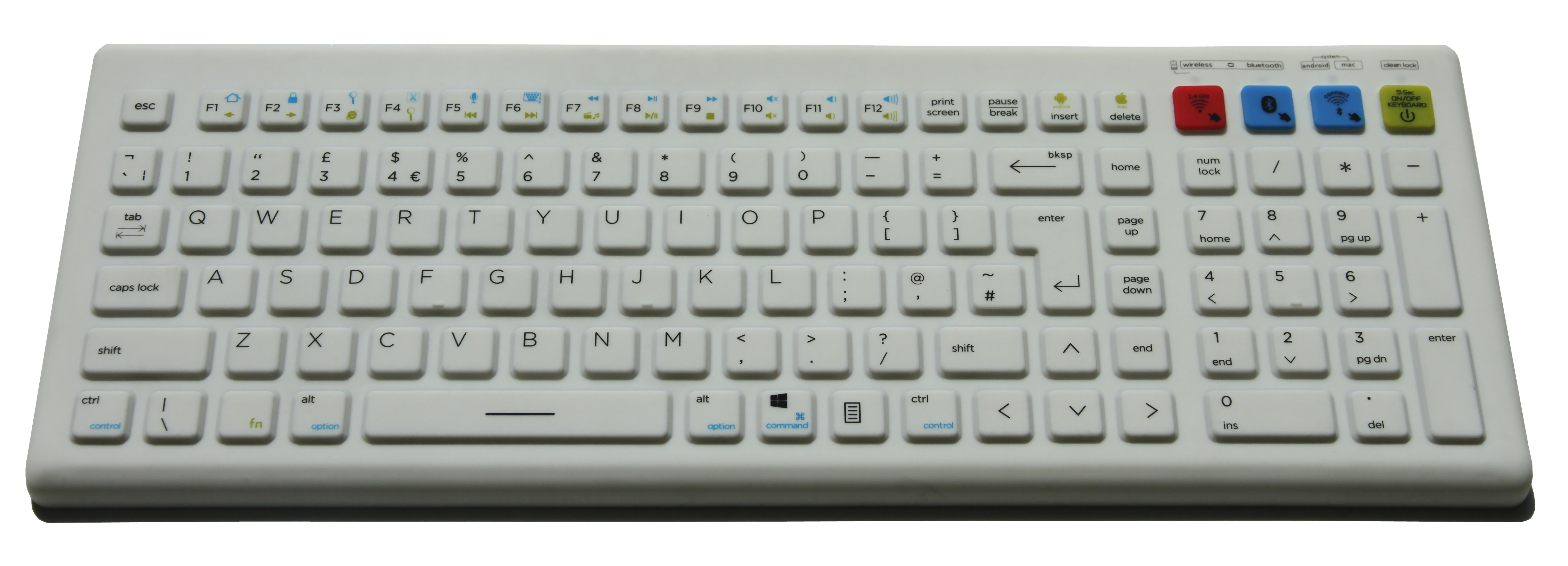 2.4G Bluetooth wireless washable medical keyboard by silicone material