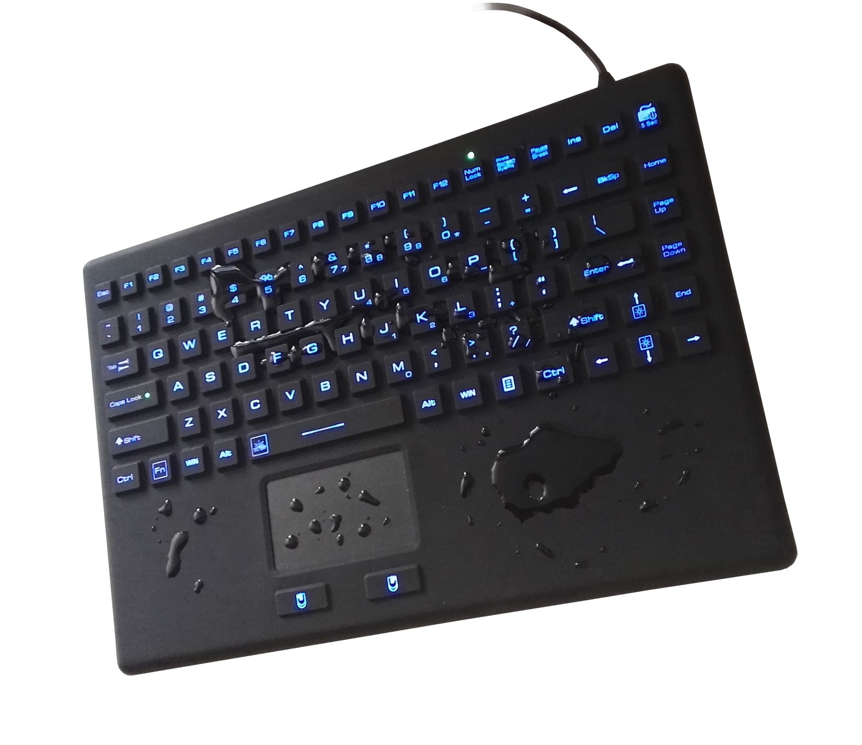 Customized Backlit Rugged Keyboard with USB Cable and Touchpad Mouse
