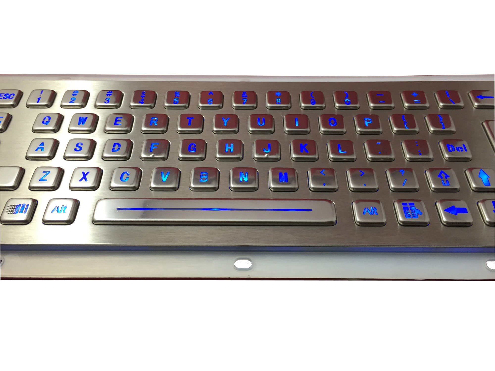 Backlit 67 keys panel mount industrial keyboard with washable trackball