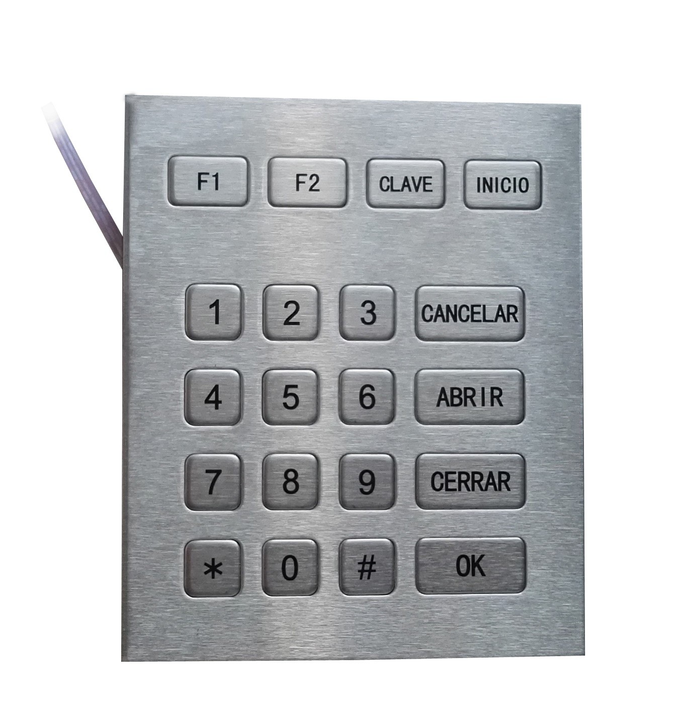 Spanish 20 keys TTL interface industrial metal keypad with flat short ...