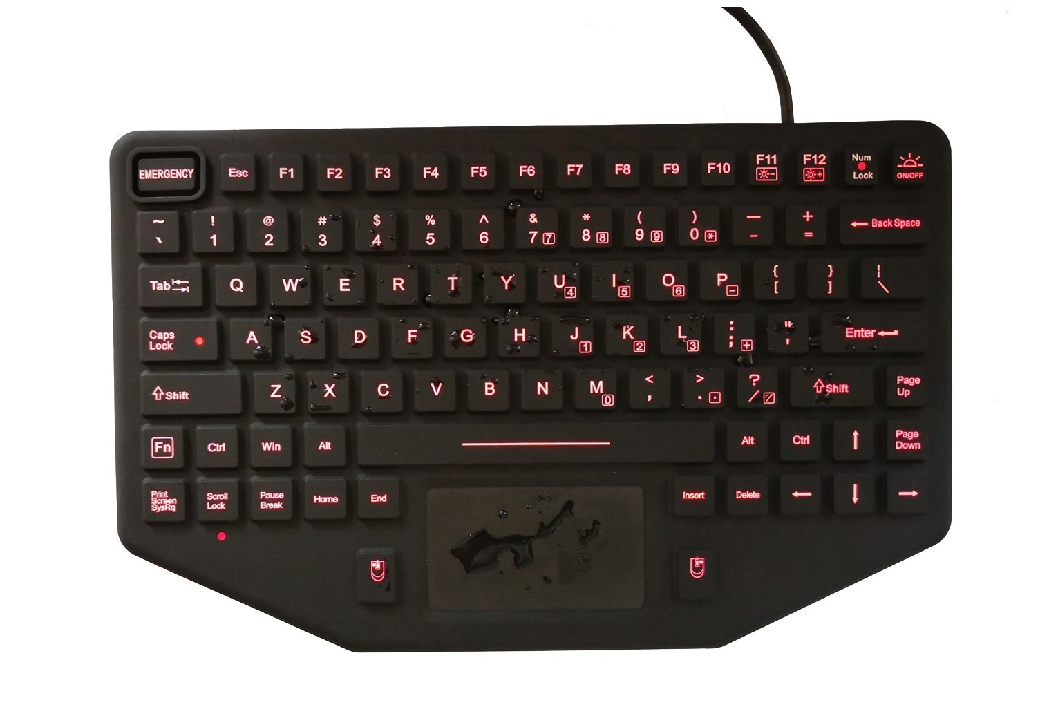 CE EMC cert embedded industrial touchpad keyboard with piggy USB cable