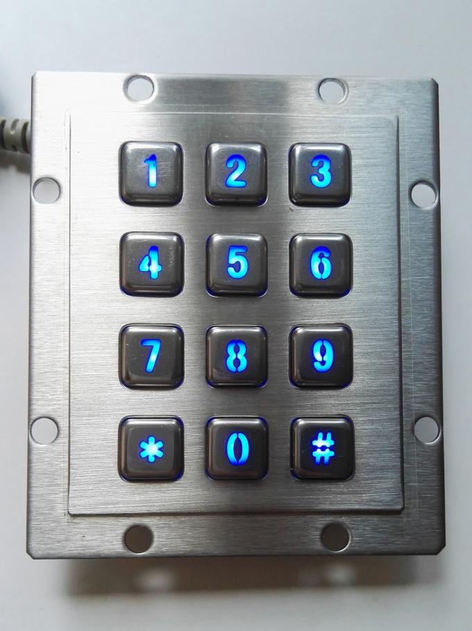 hole mounted vandal proof IP65 kiosk keypad with 12 keys short stroke