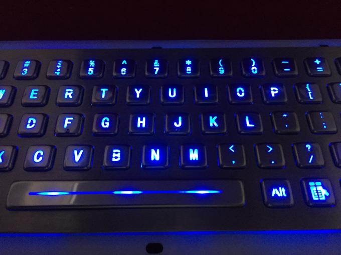 Backlit 67 keys panel mount industrial keyboard with washable trackball