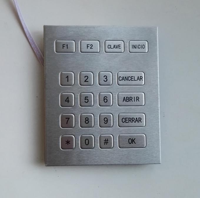 Spanish 20 keys TTL interface industrial metal keypad with flat short ...