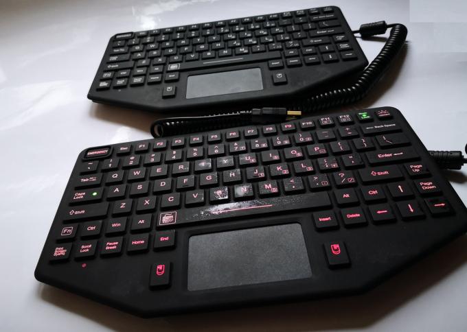 89 keys IP65 military keyboard with sealed touchpad and coiled USB for ...